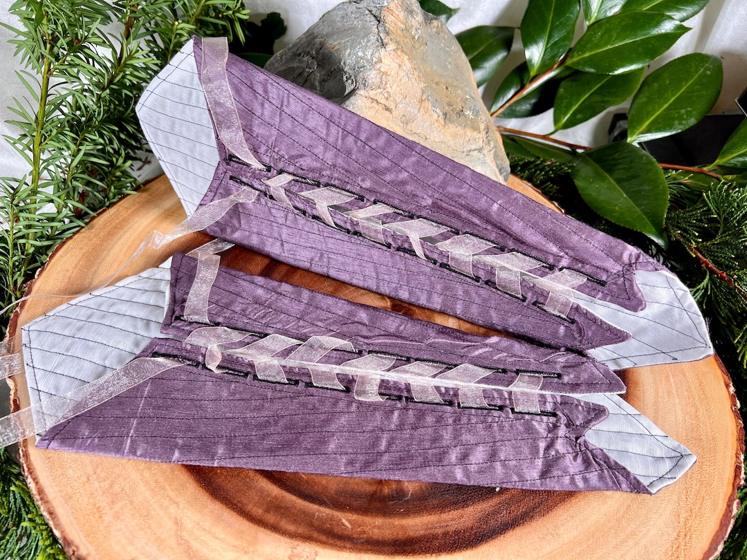 Cloth Bracers SMALL Purple Pink Long Pointy Cuffs Organza Laces (PAIR ...