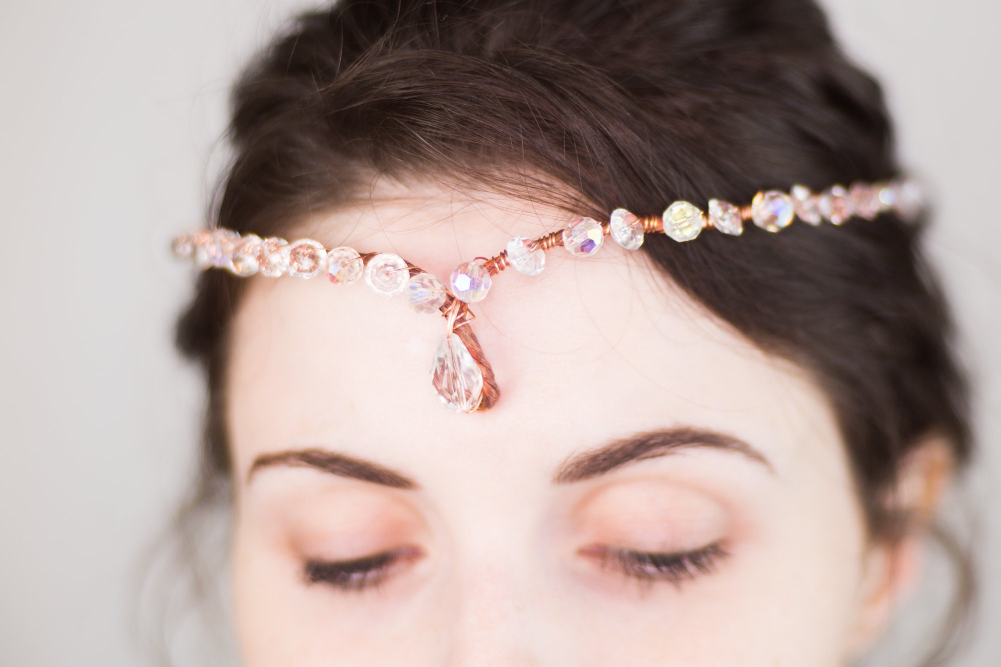 Sparkly Clear Brown Beaded Circlet Perfect Accessory for - Etsy UK