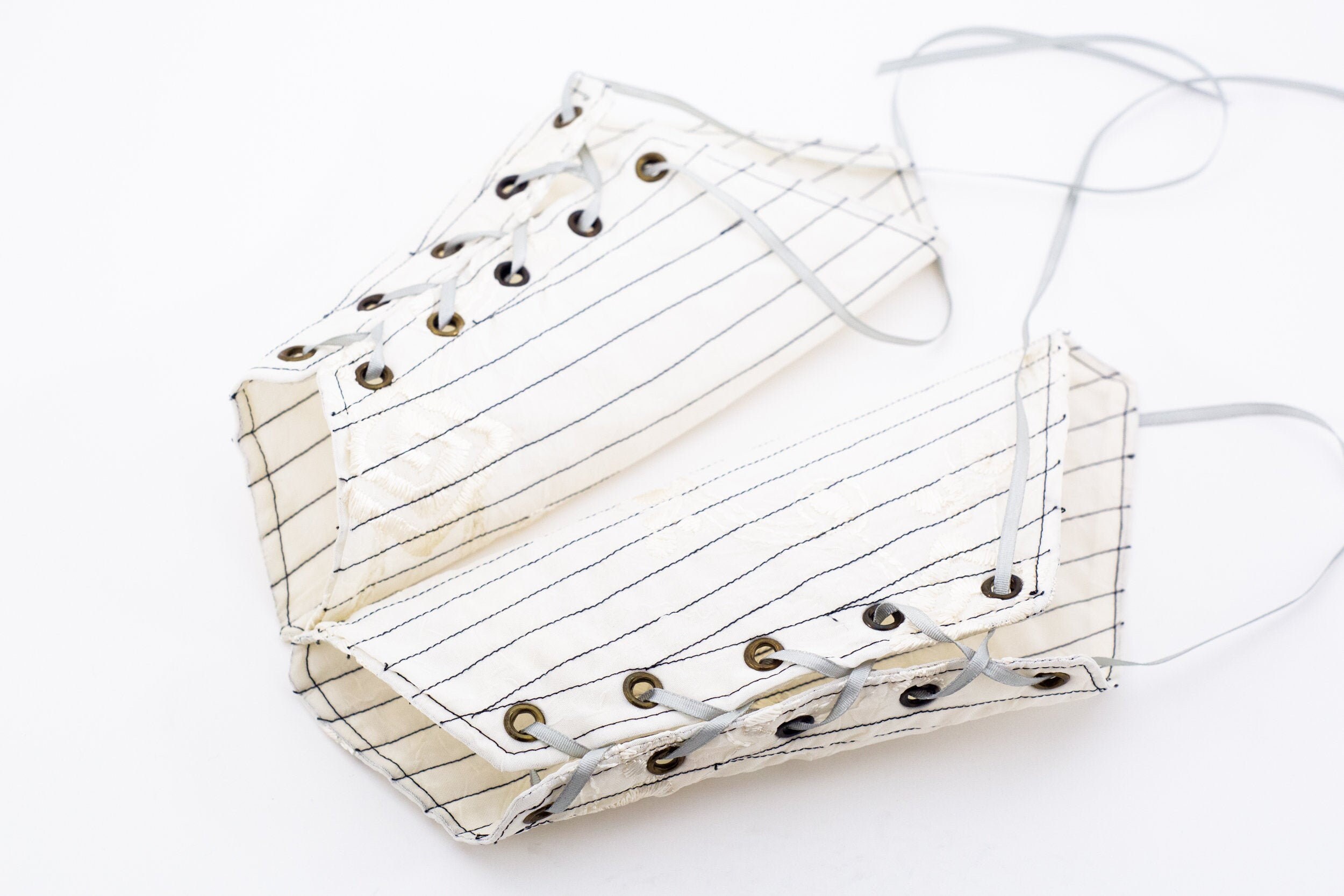 Cloth Bracers SMALL Ivory Fabric Short Pointy Brass Grommets - Etsy