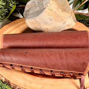 Hard Leather Bracers SMALL Saddle Leather Cuffs Gauntlets Vanguards ...
