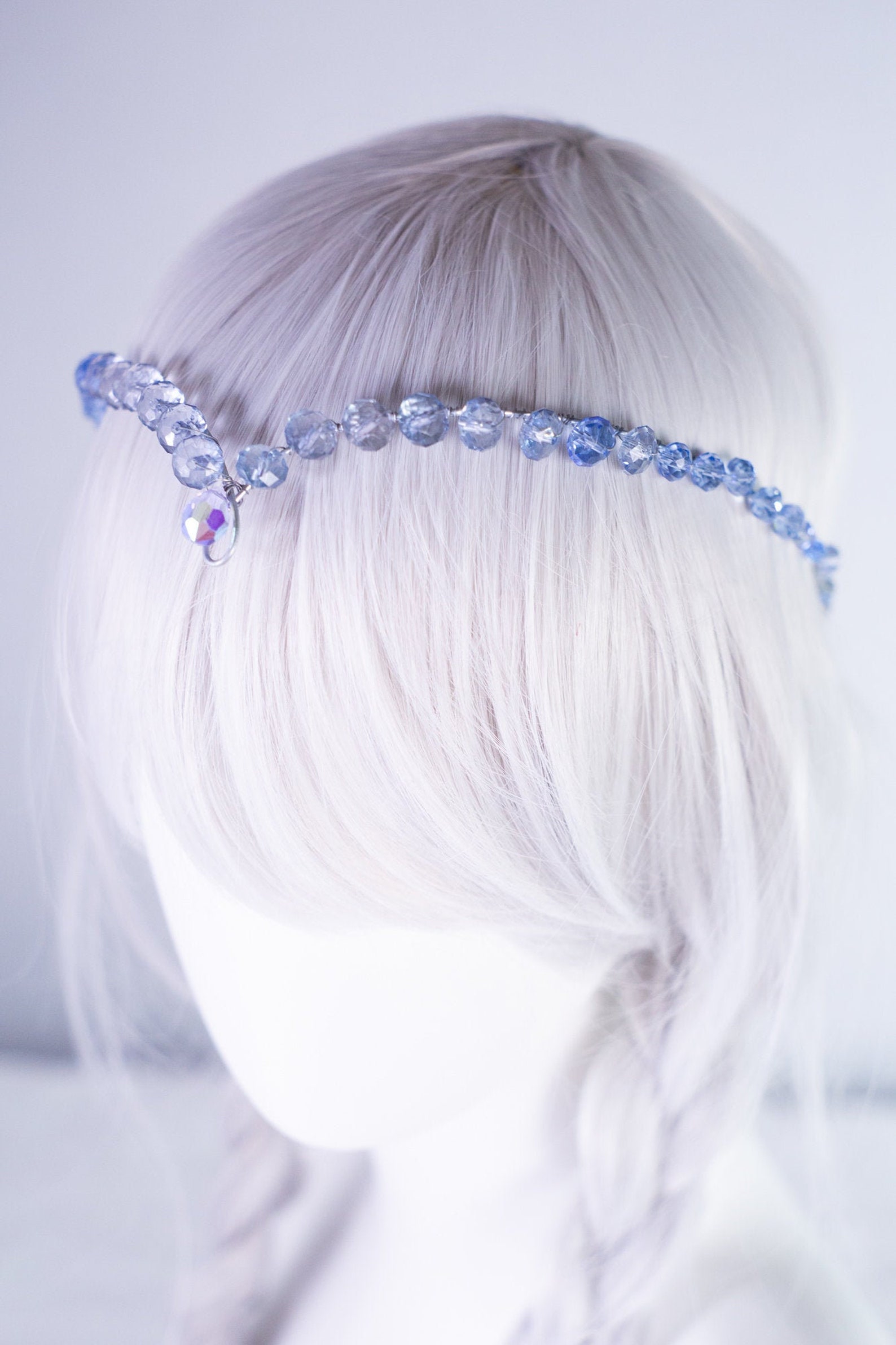 Faceted Sparkly Blue Beaded Circlet Perfect Accessory for Long or Short Hair Headband Circlet ...