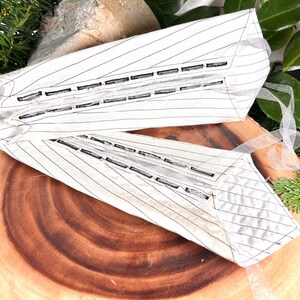 Cloth Bracers SMALL White Black Long Pointy Cuffs Silver Lace (PAIR ...