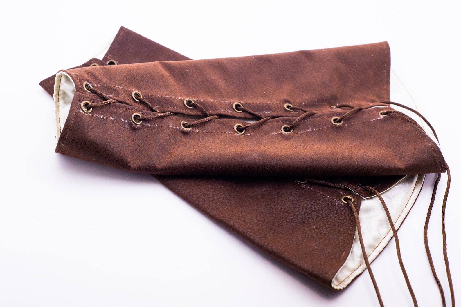 Faux Leather Cloth Bracers EXTRA LARGE Brown Rounded Cuffs Gauntlets ...