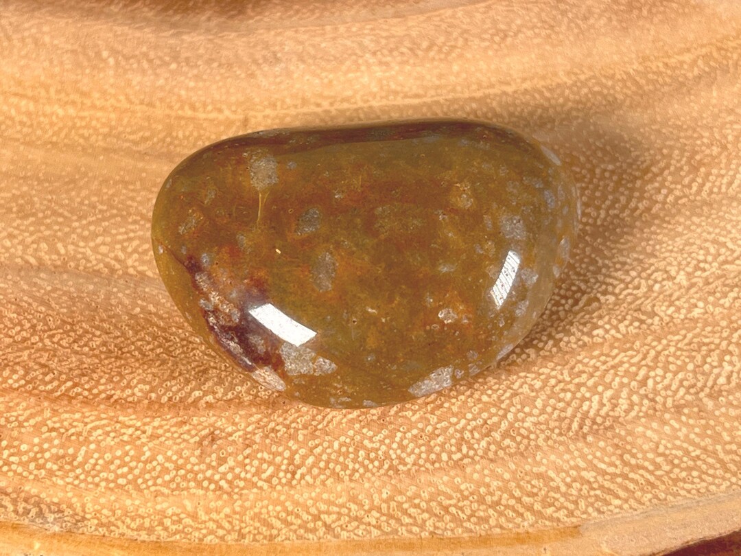 Natural Tan Yellow Brown Fancy Jasper Palm Stone | 35 Grams Weight ...