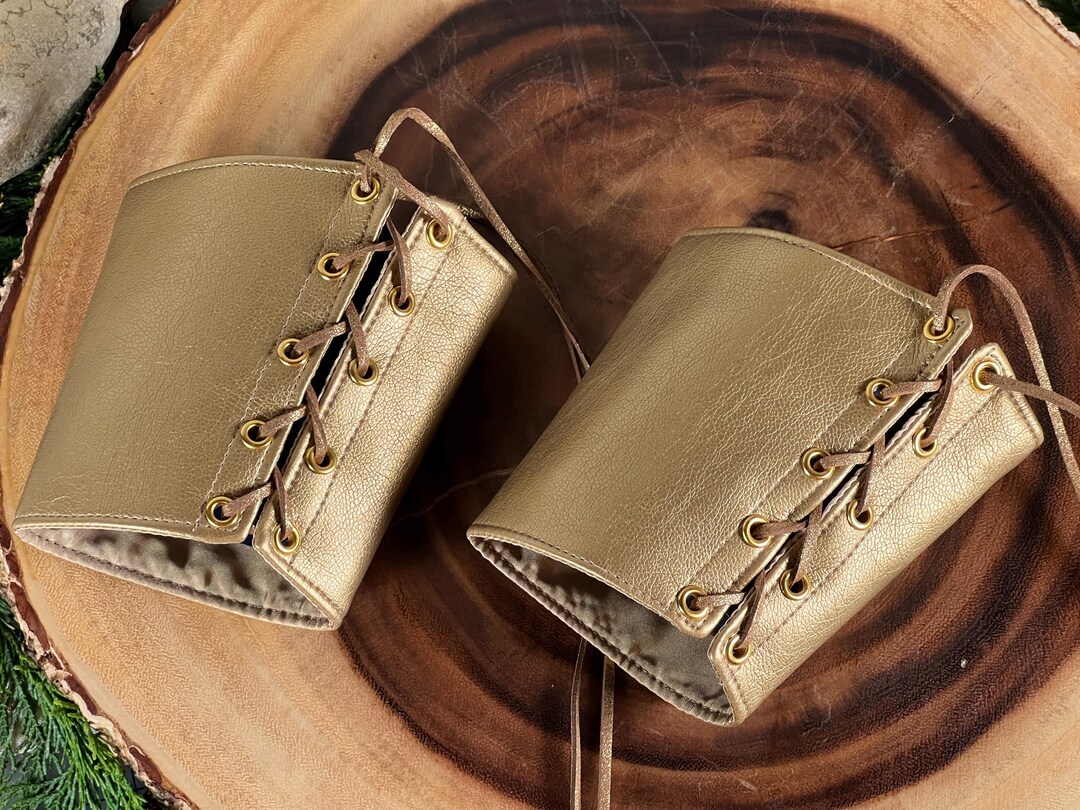 Vinyl Cuffs EXTRA LARGE Gold Cuffs Metallic Bracers Gauntlets Cosplay ...