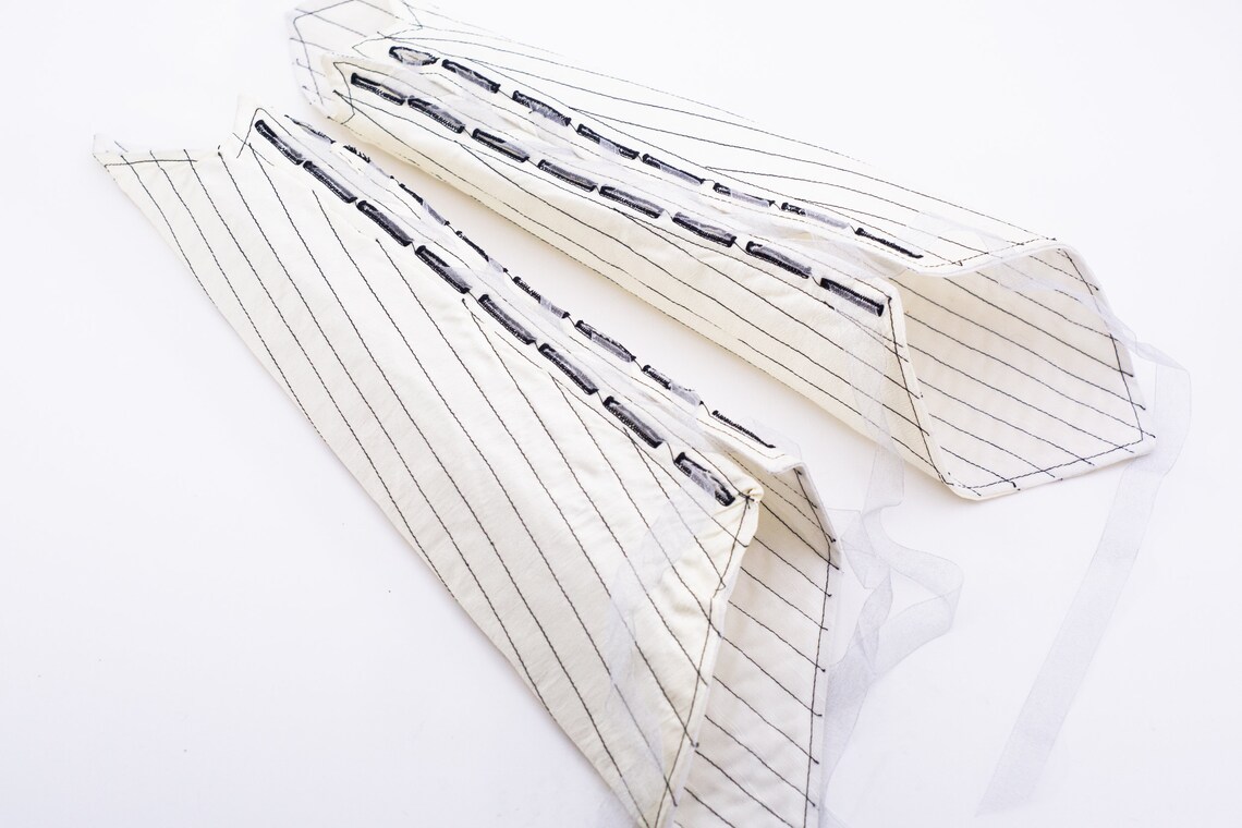 Cloth Bracers SMALL White Black Long Pointy Cuffs Silver Laces - Etsy