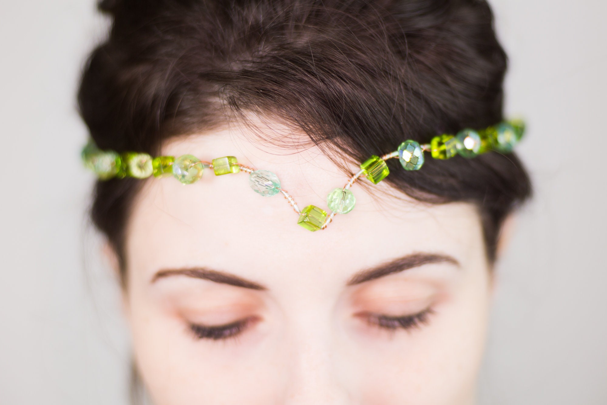 Sparkly Green Beaded Circlet Perfect Accessory for Long or - Etsy