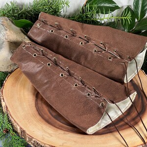 Faux Leather Cloth Bracers EXTRA LARGE Brown Rounded Cuffs Gauntlets ...