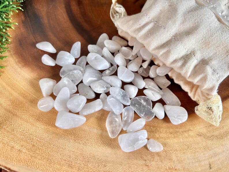 6 Ounces of Polished Tumbled Quartz Stones Rocks in a Handmade Cloth ...