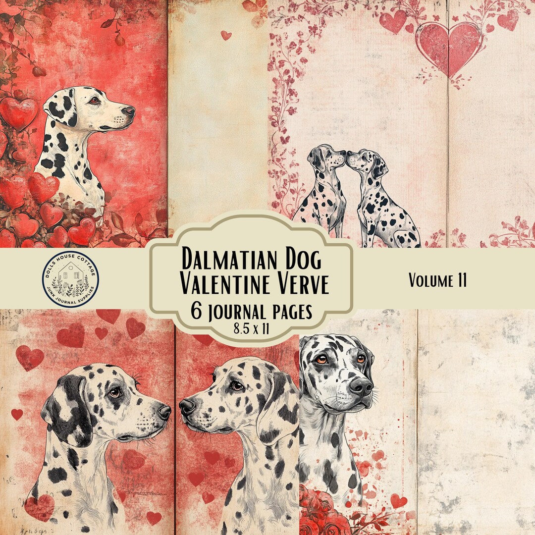 Dalmatian Digital Paper Craft Supply for Scrapbook Heart Design Love ...