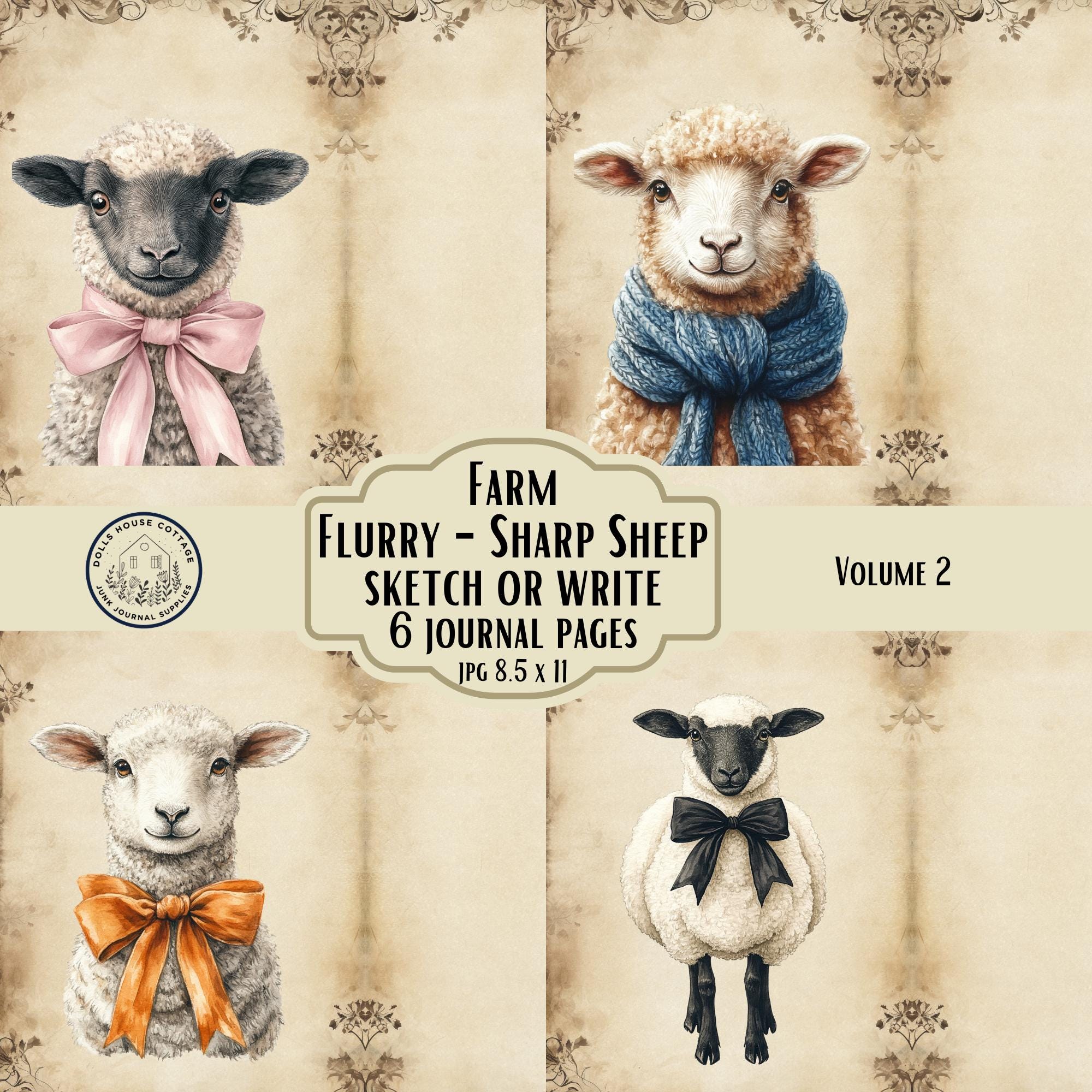 Sheep Junk Journal Pages - Rustic Farmhouse Supplies - Scrapbooking ...