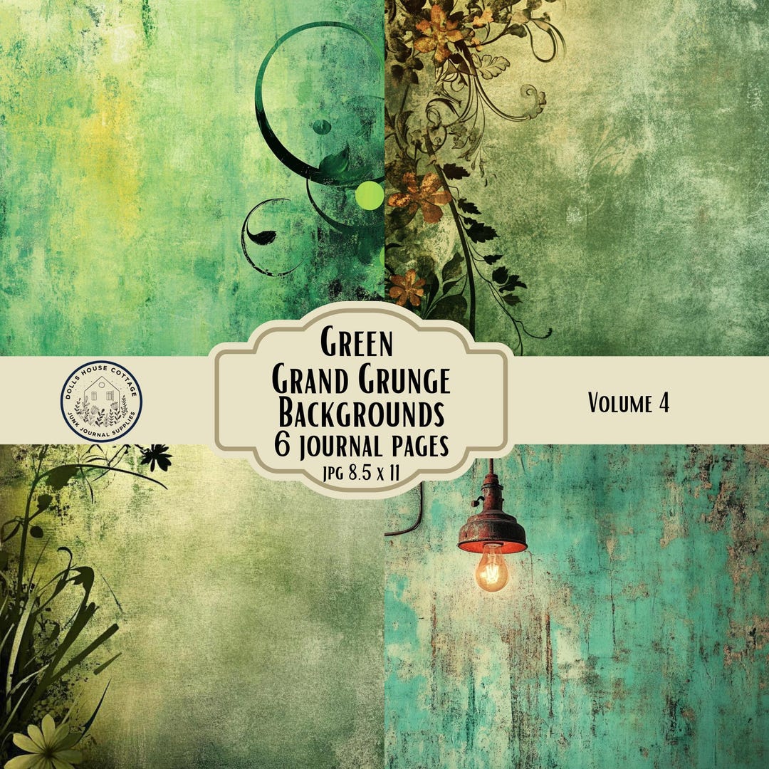 Green Grunge Backgrounds - Digital Paper for Scrapbooking - Vintage ...