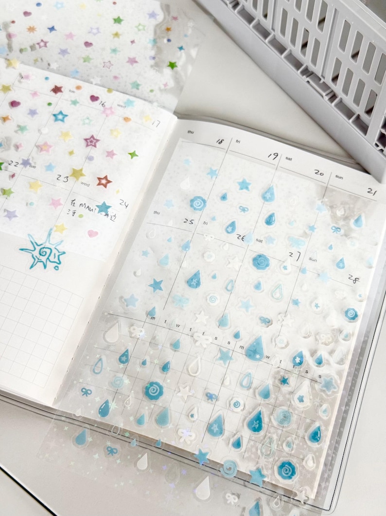 Soft Palette Star Rain Drop Warm Pastel Mini Sticker Sheet Retro ...