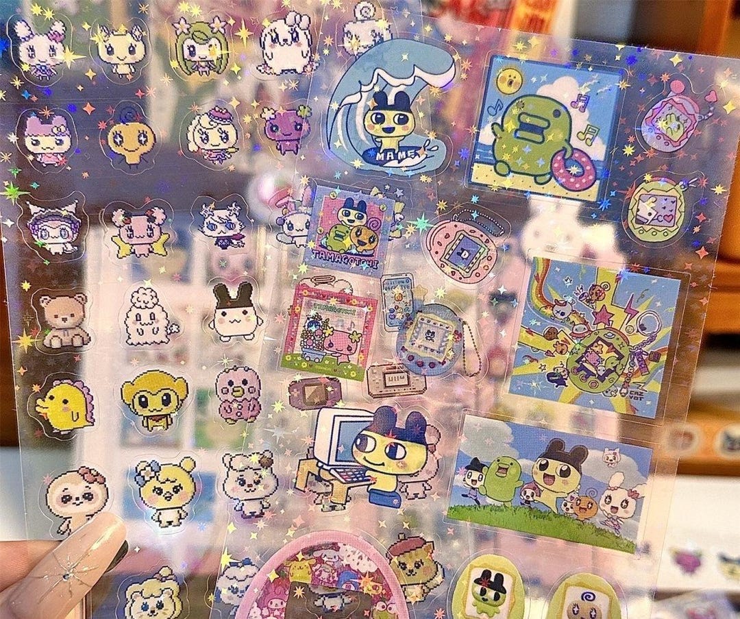 Retro Tamagotchi Digital Pets Sticker Sheet Cute Mametchi Friends Retro ...