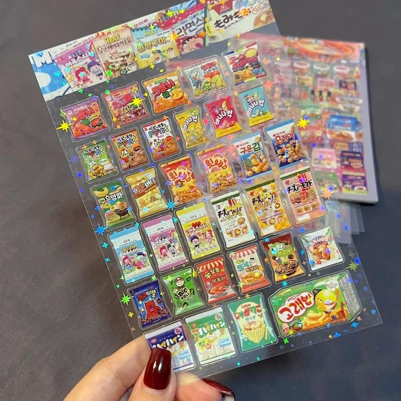 Vintage Japanese Snacks & Ramune Soda Stickers Sparkling Holographic ...