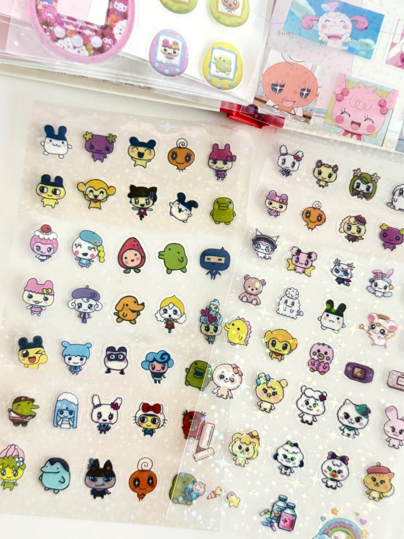 Retro Tama Gotchi Digital Pets Sticker Sheet Cute Mametchi Friends ...