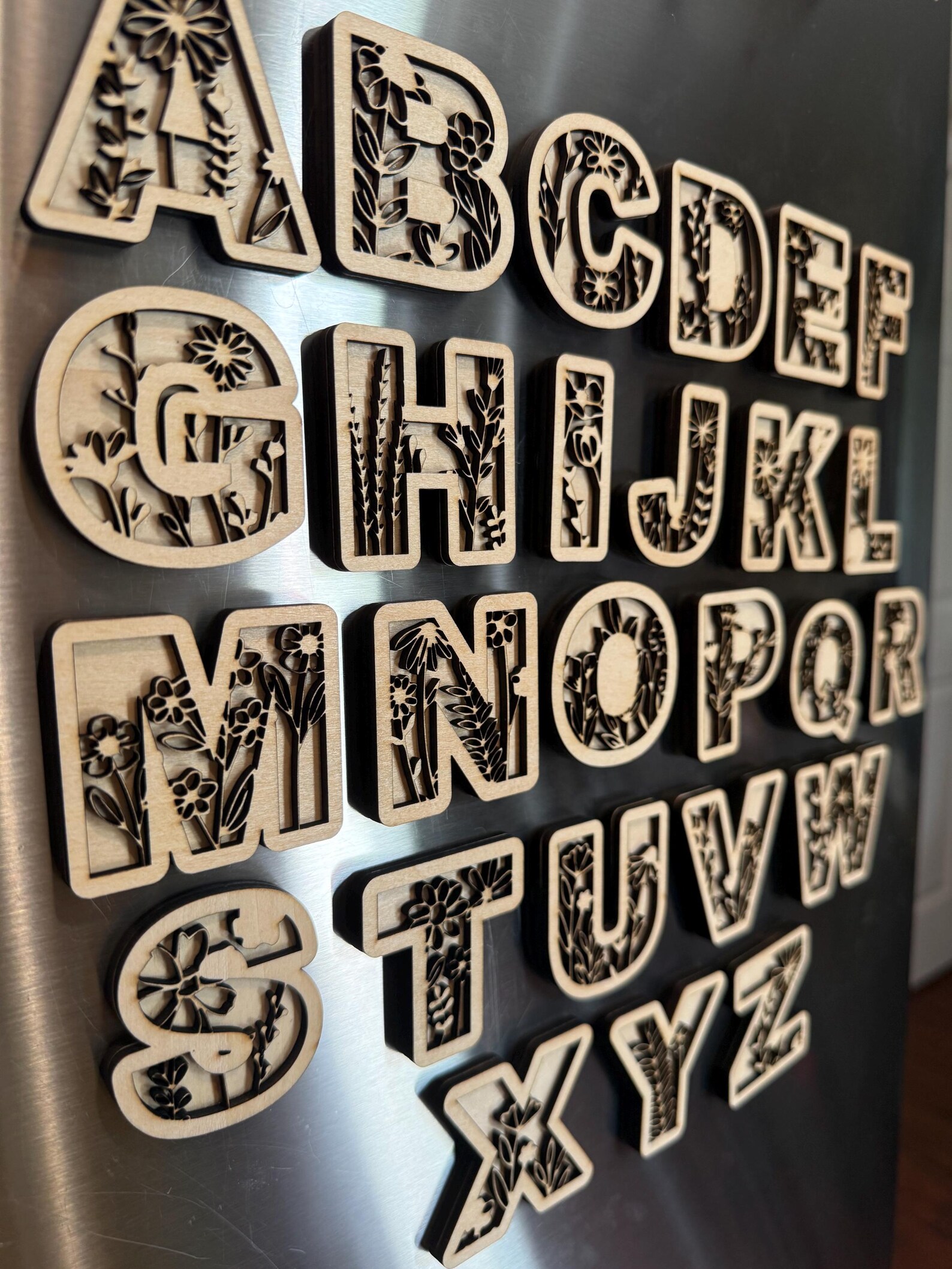 Wooden Flower ABC Magnets: Laser Cut Wildflower Alphabet Letters - Etsy