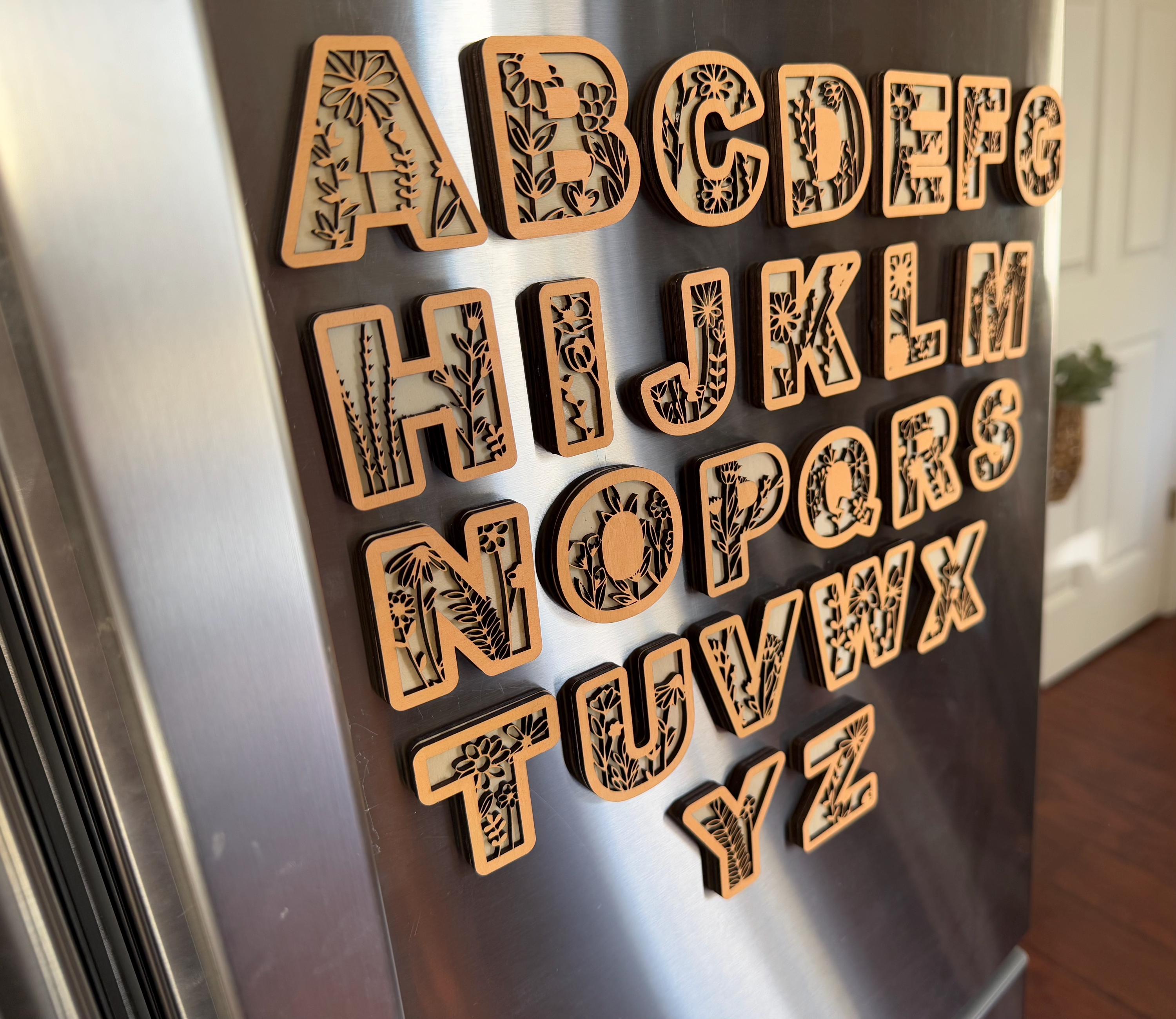 Wooden Flower ABC Magnets: Laser Cut Wildflower Alphabet Letters - Etsy