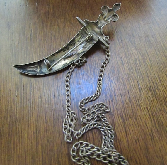 Sterling Dagger in Scabbard Brooch – Large Sterling S… - Gem