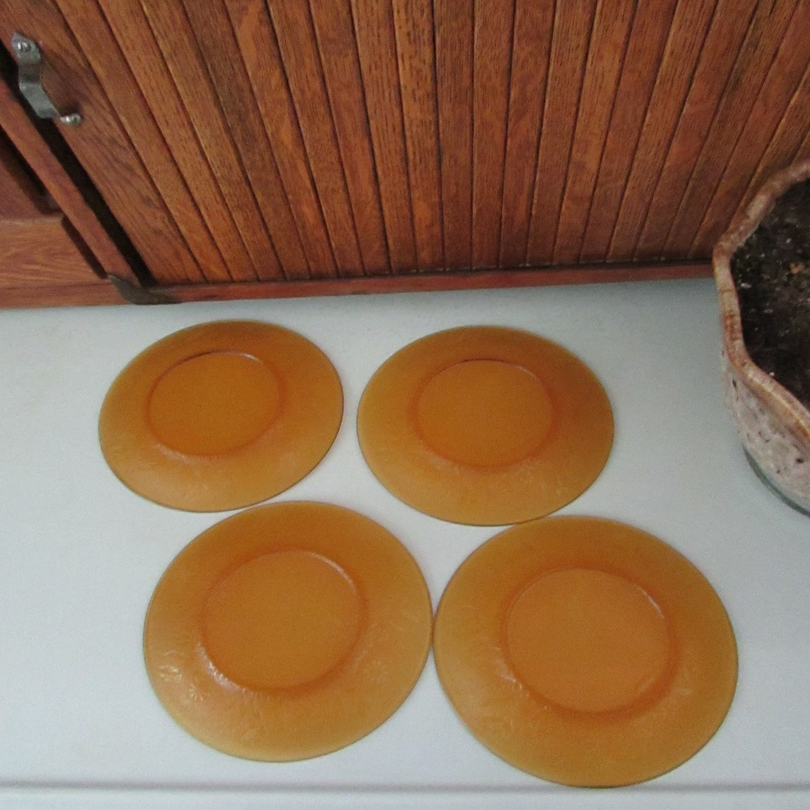 Small Floral Amber Plates amber Glass Dessert Plates set of | Etsy