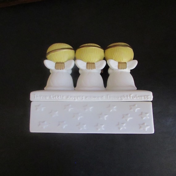 Three Little Angels Praying Porcelain Jewelry Box – T… - Gem