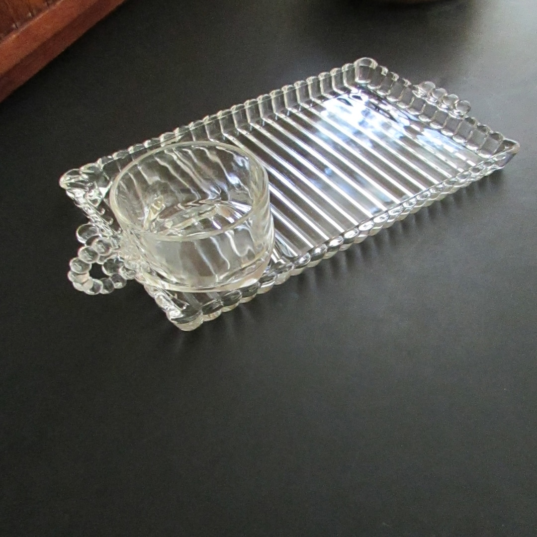 Orchard Crystal Snack Set –sip, Snack +smoke Clear Glass Plate &cup ...