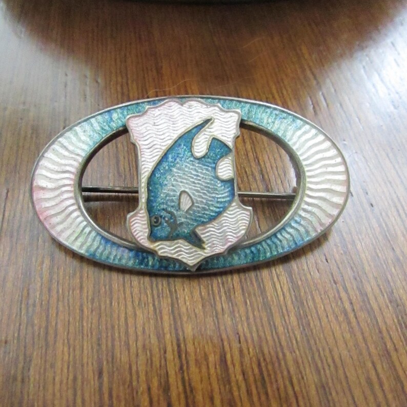 Angel Fish Pin Guilloche Enamel & Sterling Silver Fish - Etsy