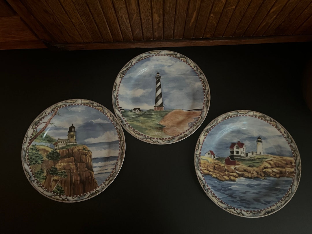Set of 2 Lighthouse Salad Plates – Hatteras, Split Rock or Neddick ...
