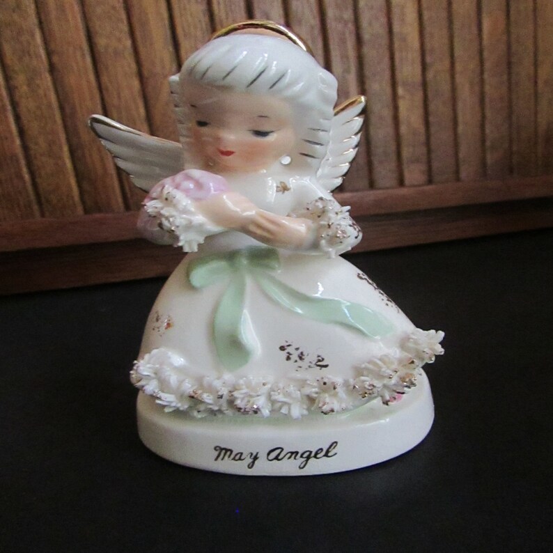 May Angel Figurine angel Holding Bouquet of May Flowers - Etsy