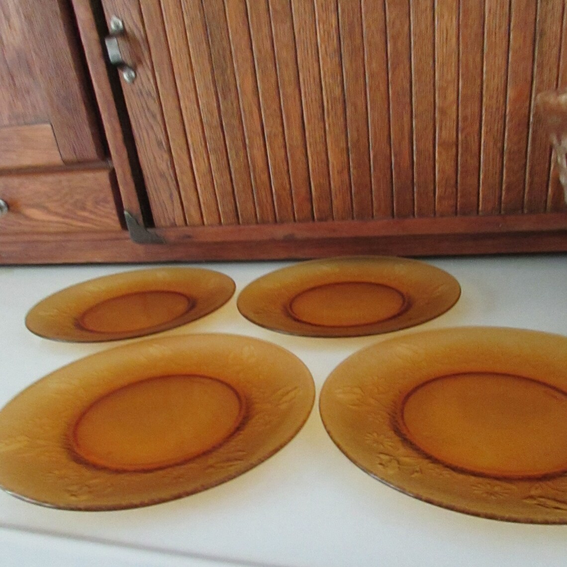 Small Floral Amber Plates amber Glass Dessert Plates set of | Etsy