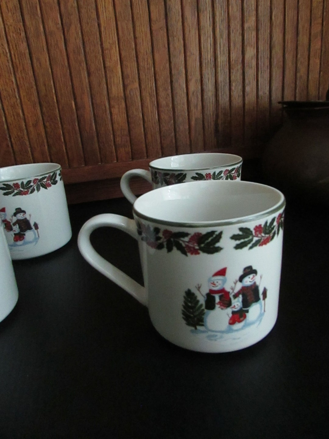Set of 4 Snowman Family Cups With Handles by GEI – Holiday Snowmen ...