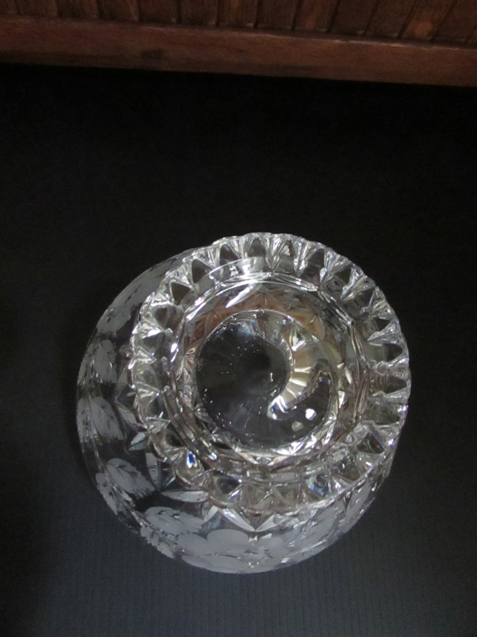 Frosted Roses Footed Crystal Bowl Scalloped Sawtooth Edge And Etsy