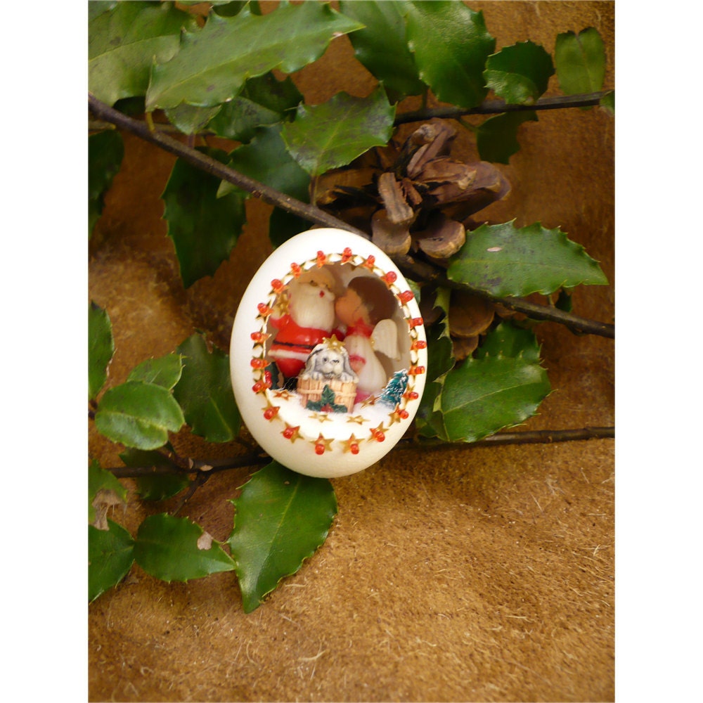 Angel Kissing Santa Egg Decoration Handmade Christmas - Etsy