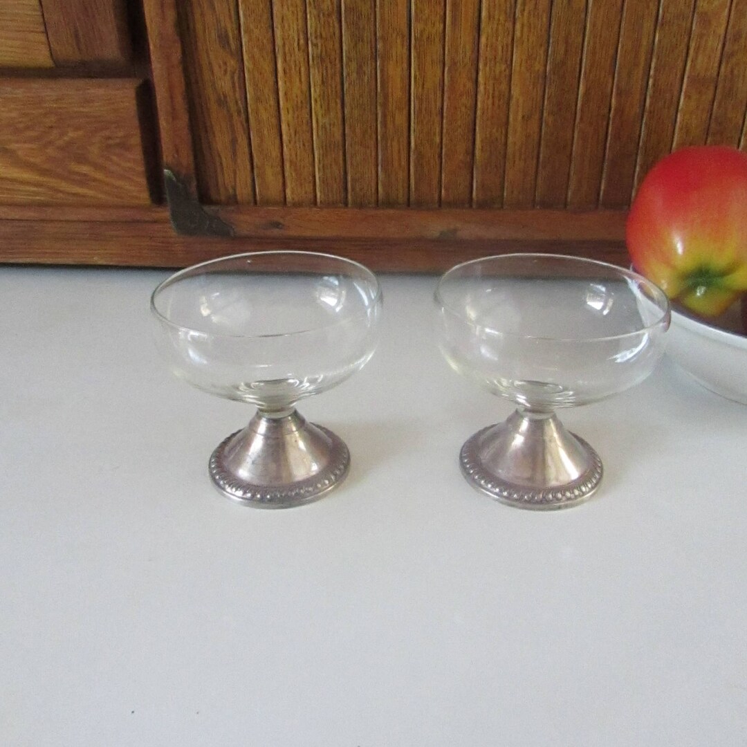 Sterling Silver & Glass Sherbet Cups – Weighted Sterling Dessert Cups ...