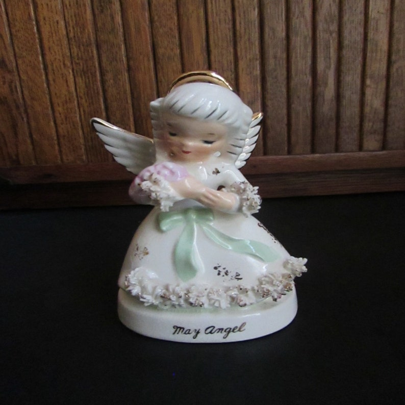 May Angel Figurine angel Holding Bouquet of May Flowers - Etsy