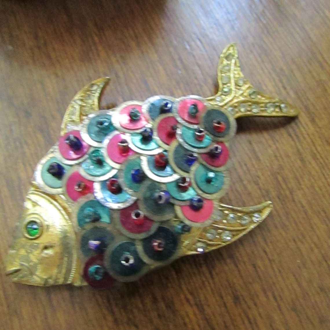 Colorful Fish Pin Sparkling Figural Golden Fish With | Etsy