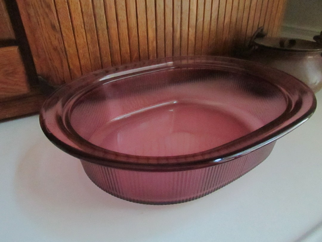 Corning Cranberry Visions Roasting Pan – 4 QT/ 4L Large Oval Casserole ...