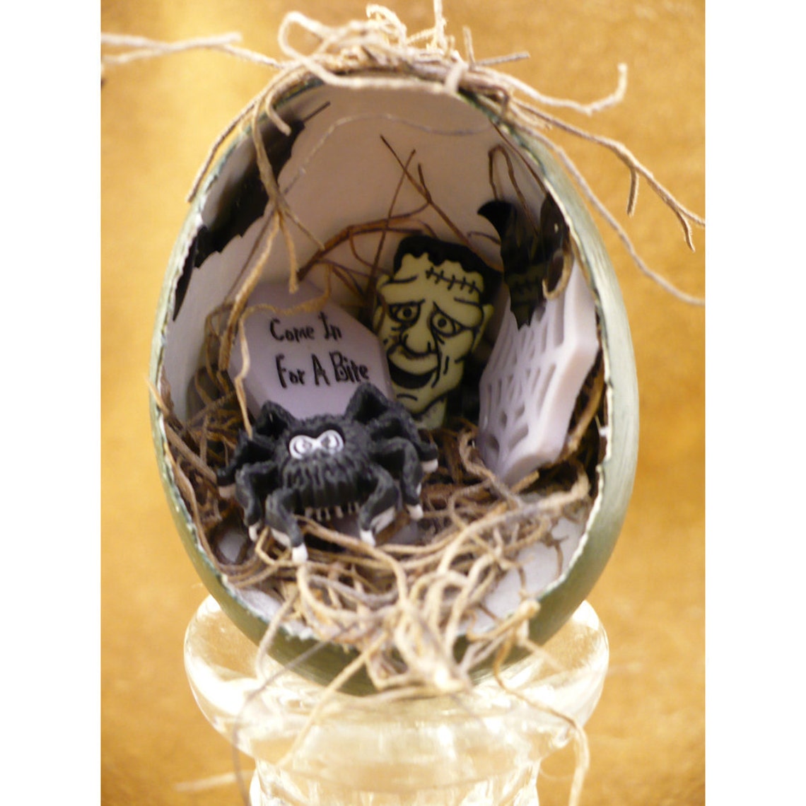 Creepy Cemetery Egg Ornament Handmade Eerie Graveyard Scene - Etsy
