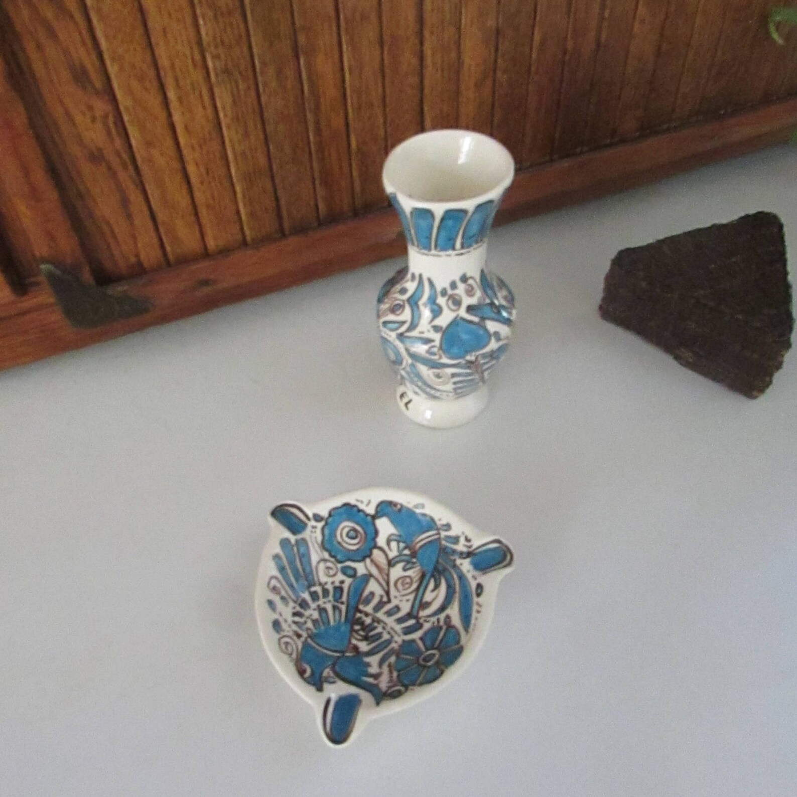 Turquoise Blue Bird Vase and Ashtray – Small Vase & Ashtray – Cozumel ...