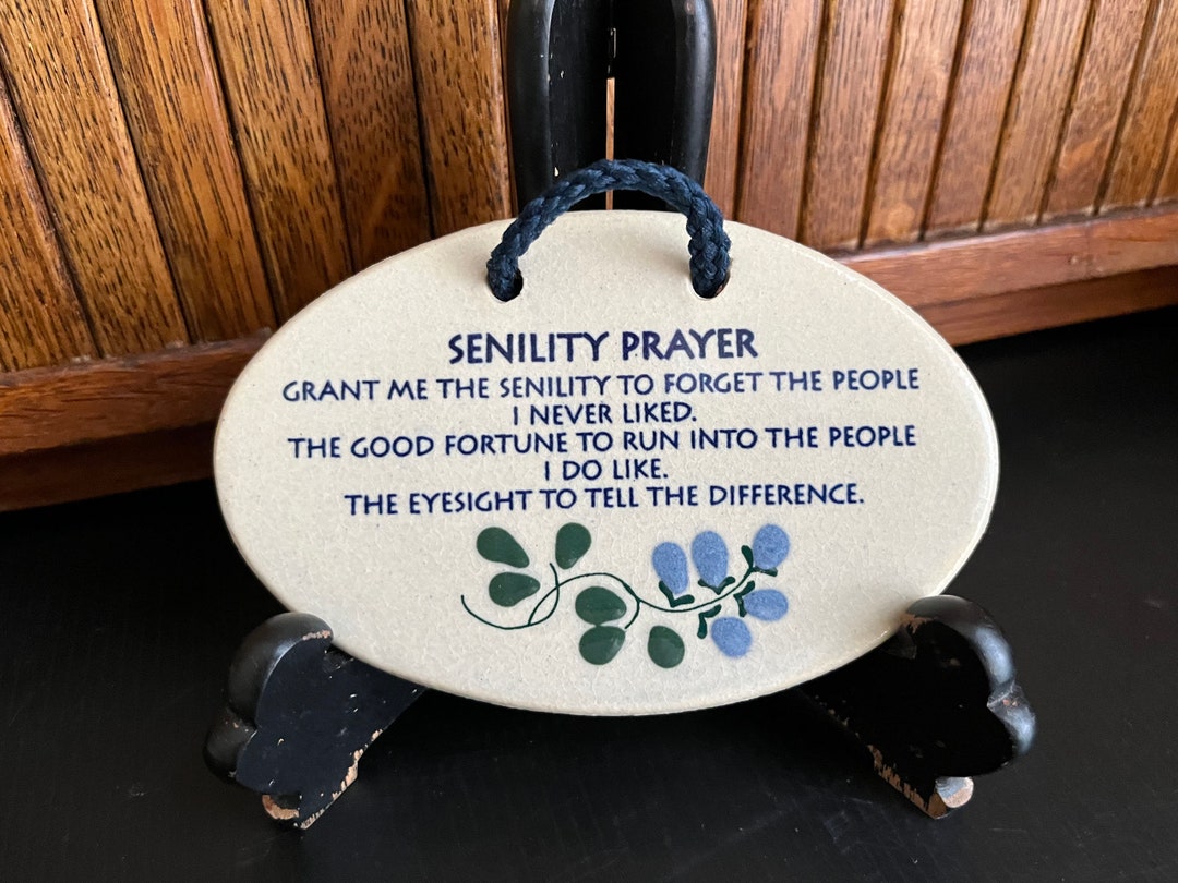 Senility Prayer Plaque Small Oval Blue & Tan Saying - Etsy
