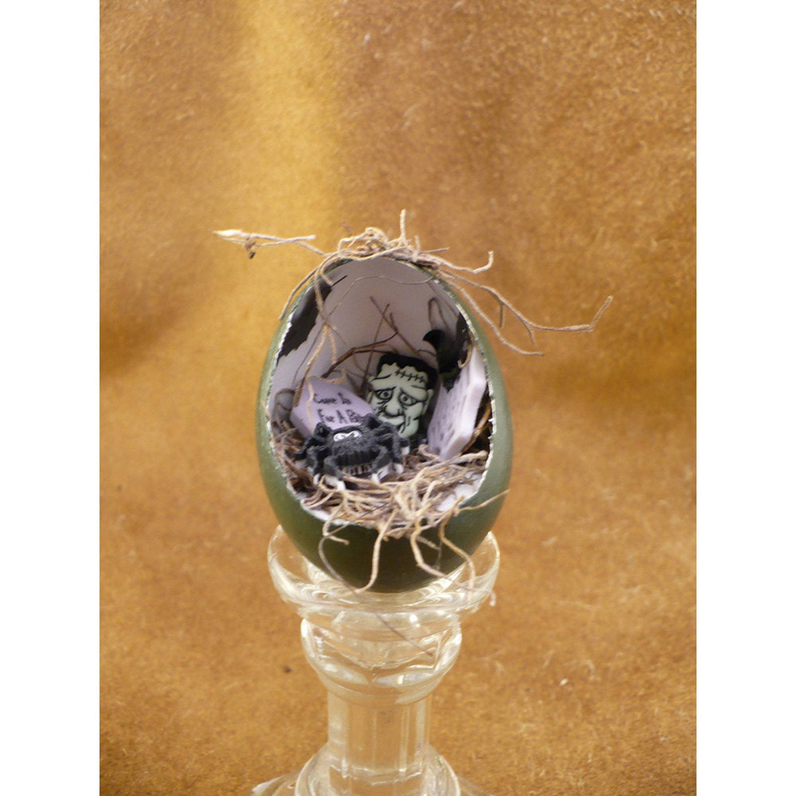Creepy Cemetery Egg Ornament Handmade Eerie Graveyard Scene - Etsy