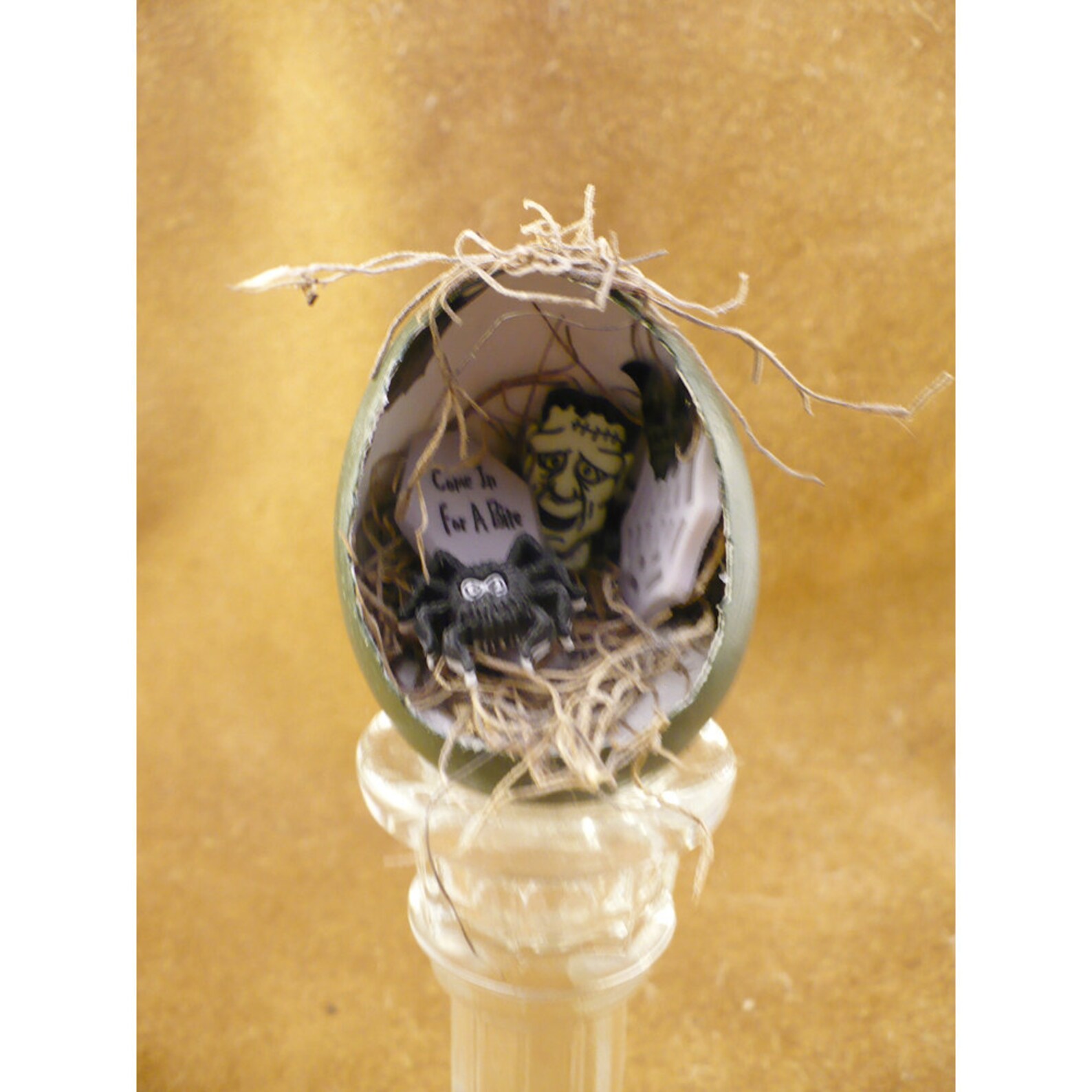 Creepy Cemetery Egg Ornament Handmade Eerie Graveyard Scene - Etsy