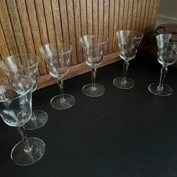 Vintage Cut Glass Wine Glasses - Etsy
