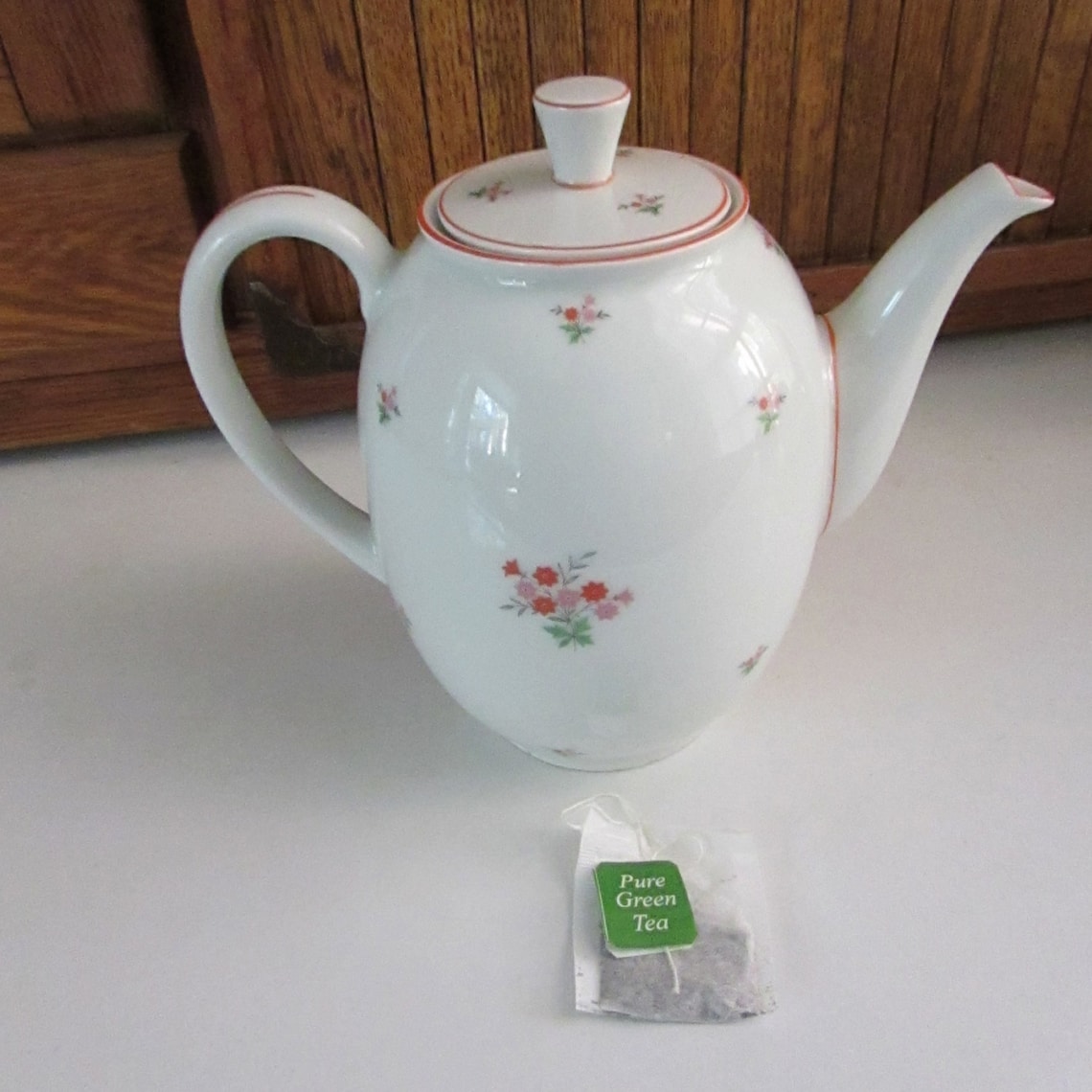 White Floral Tea Pot with Bright Flowers Porcelain Teapot by | Etsy