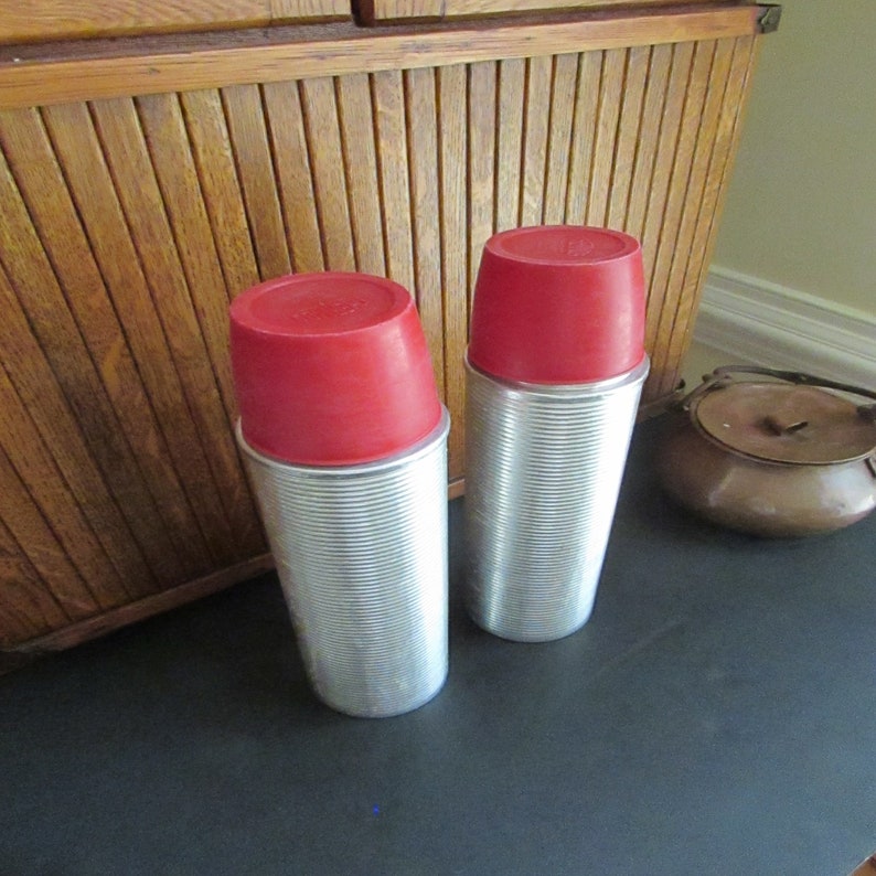 1 Original Thermos Brand Aluminum Thermos W/ Ribbed Sides - Etsy