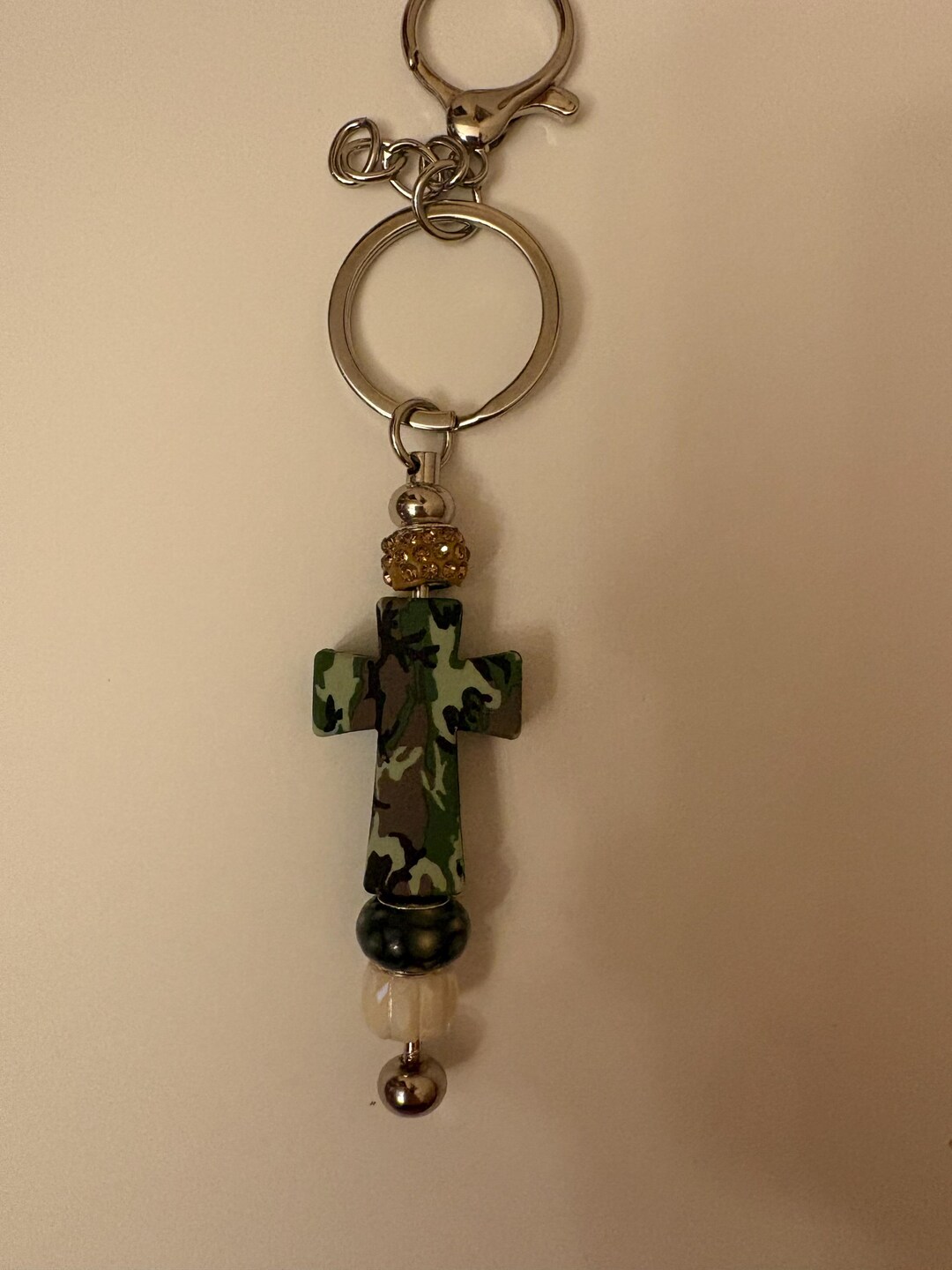 Camo Cross Keychain: Military Style Beaded Keyring - Etsy