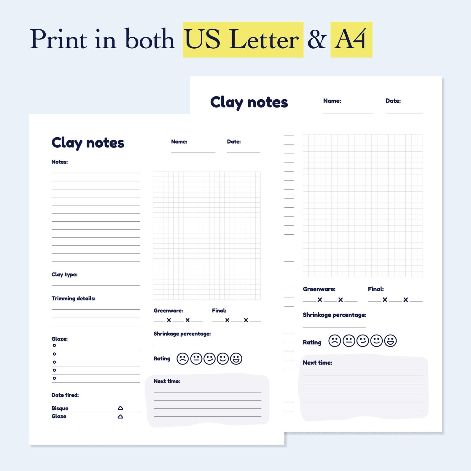 Printable Pottery Journal: Clay Notes, Ceramic Log (PDF) - Etsy