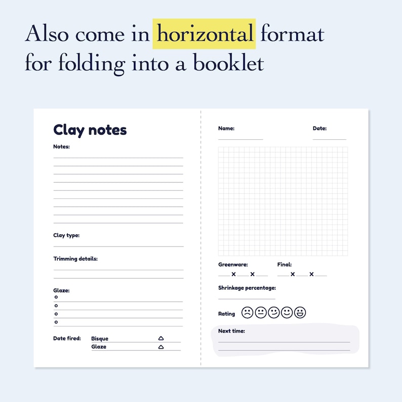 Printable Pottery Journal: Clay Notes, Ceramic Log (PDF) - Etsy