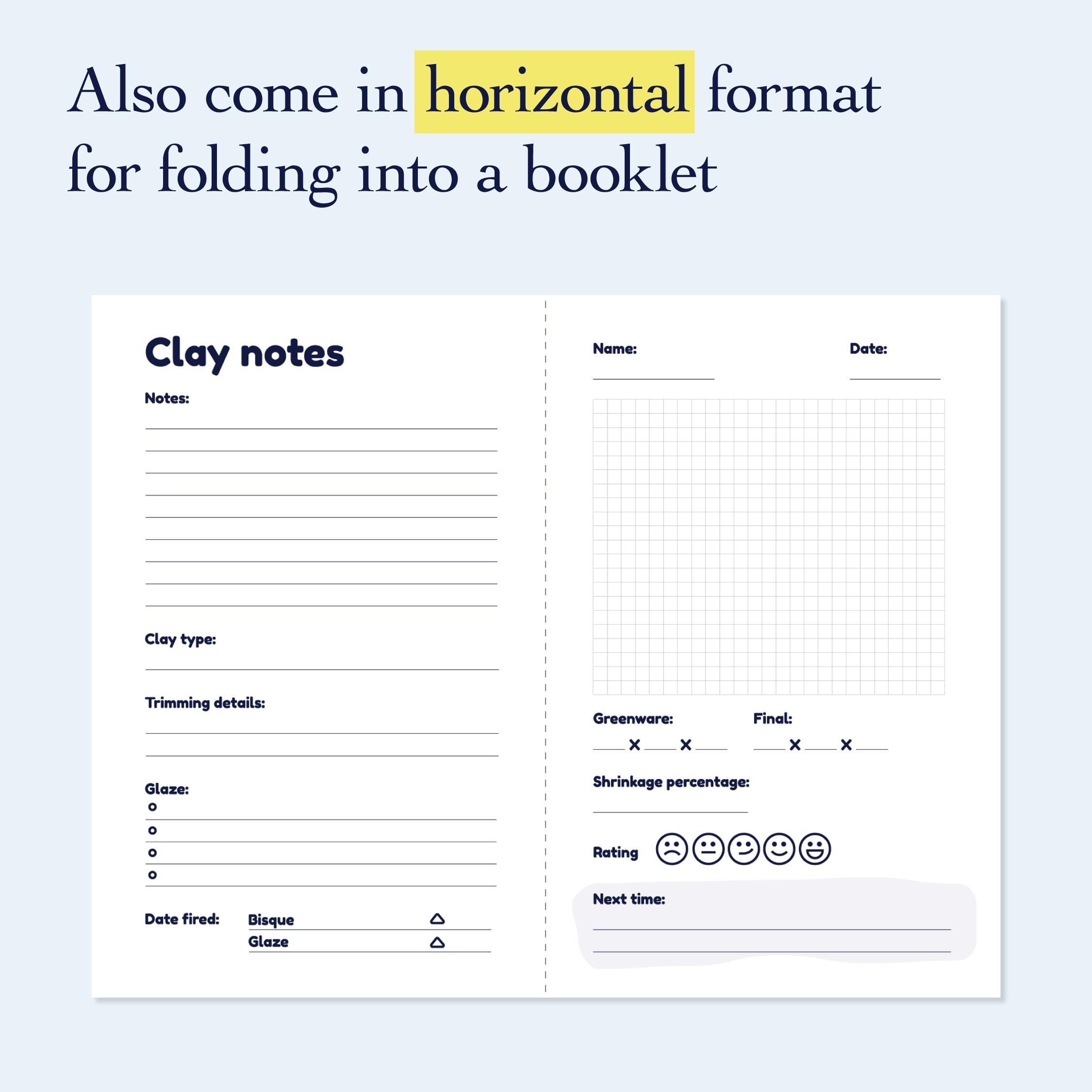 Printable Pottery Journal: Clay Notes, Ceramic Log (PDF) - Etsy