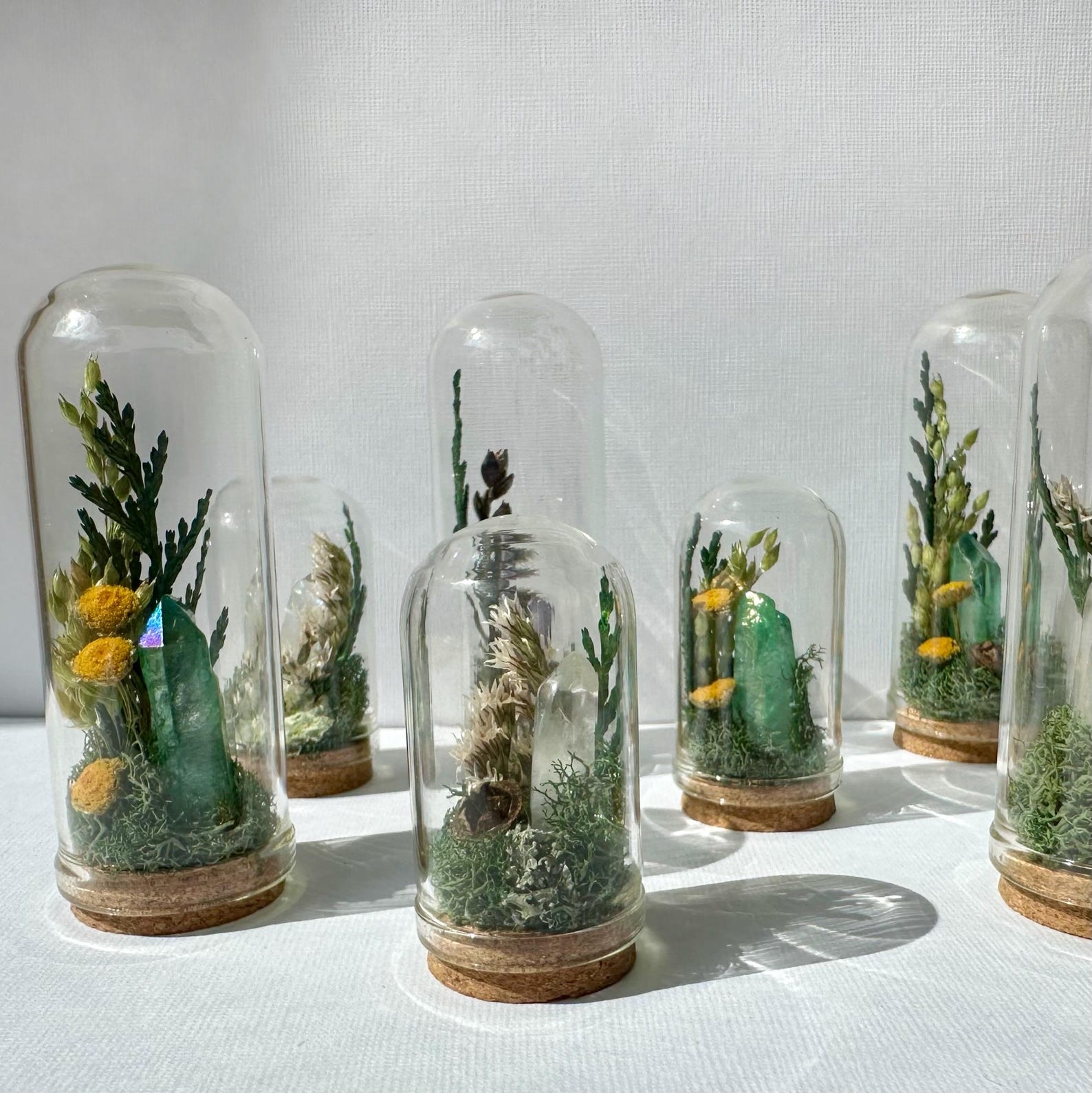Mini Glass Terrarium: Dried Florals, Crystal, Dark Academia Decor - Etsy